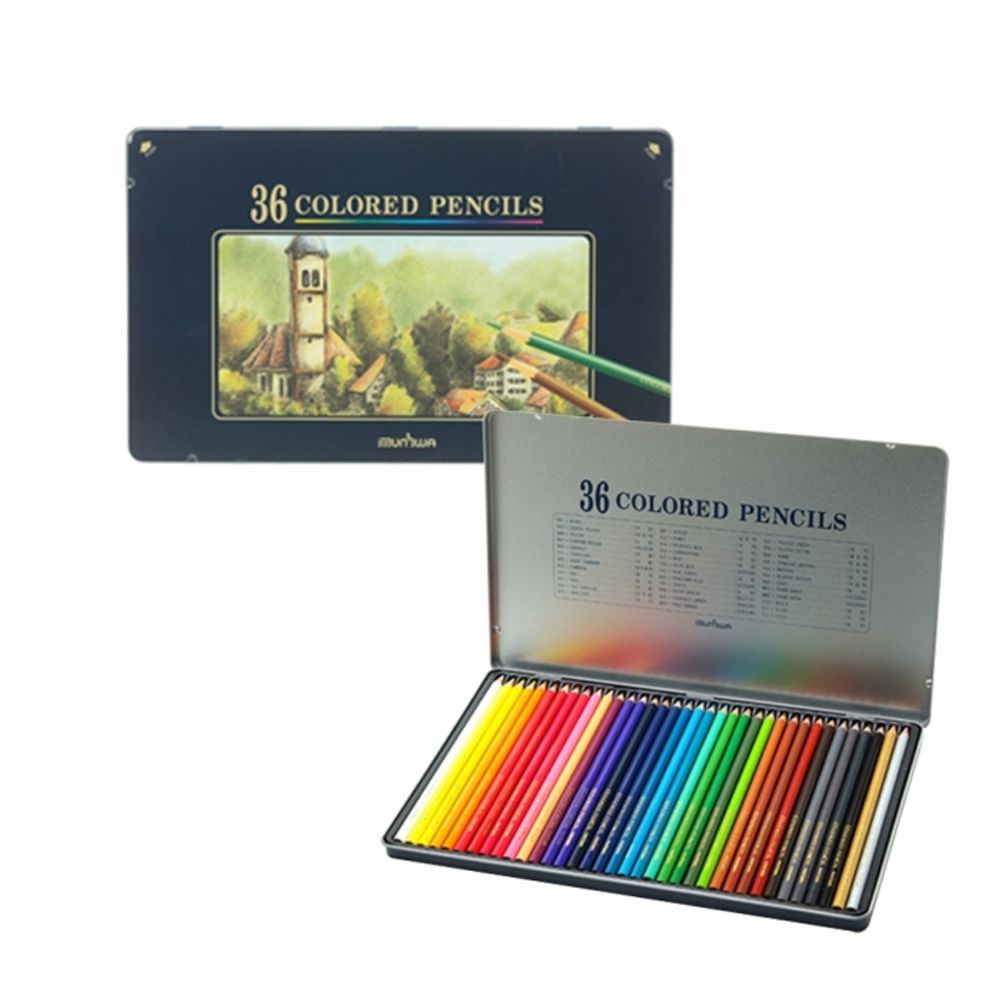 MUNHWA Nexpro 36 Colors Oil-Based Colored Pencils | Tin Case