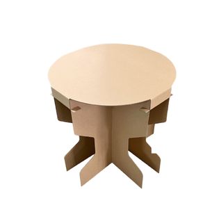[box partner] round table brown white chair 2 pieces corrugated paper ...