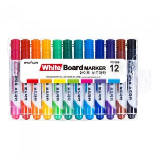 MUNHWA Whiteboard Marker 12-Color Set | 2.5mm Bullet Tip